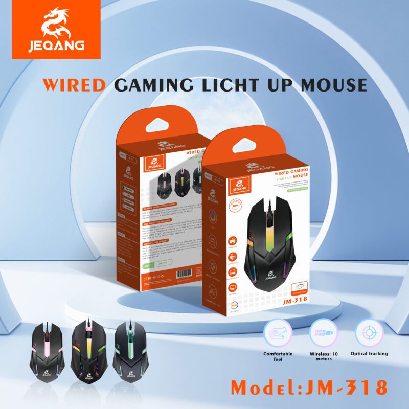 JEQANG- JM-318 Wired LED Optical Mouse – MR Corporation